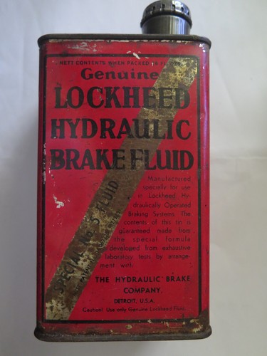 LOCKHEED HYDRAULIC BRAKE FLUID 16 Ozs TIN DETROIT USA VERY GOOD ...