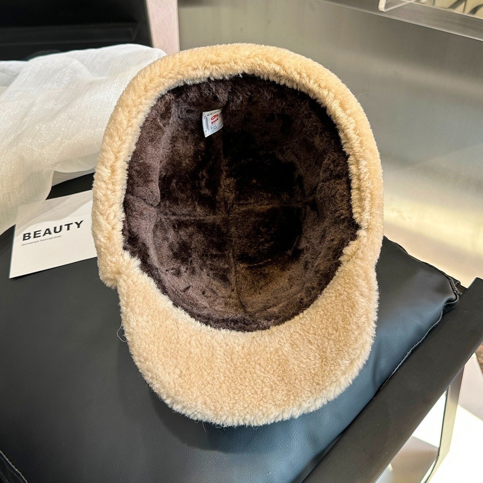 Men's Real Sheep Shearing Fur Hat Warm Peaked Cap Russian Hunter Hat ...