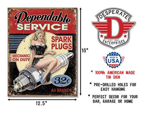 Desperate Enterprises Dependable Service Tin Sign - Nostalgic Vintage ...