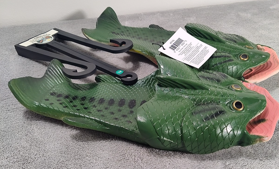 River's Edge Men's Bass Fish Sandals- Size 11-12 -Green Pink Mouth Open ...