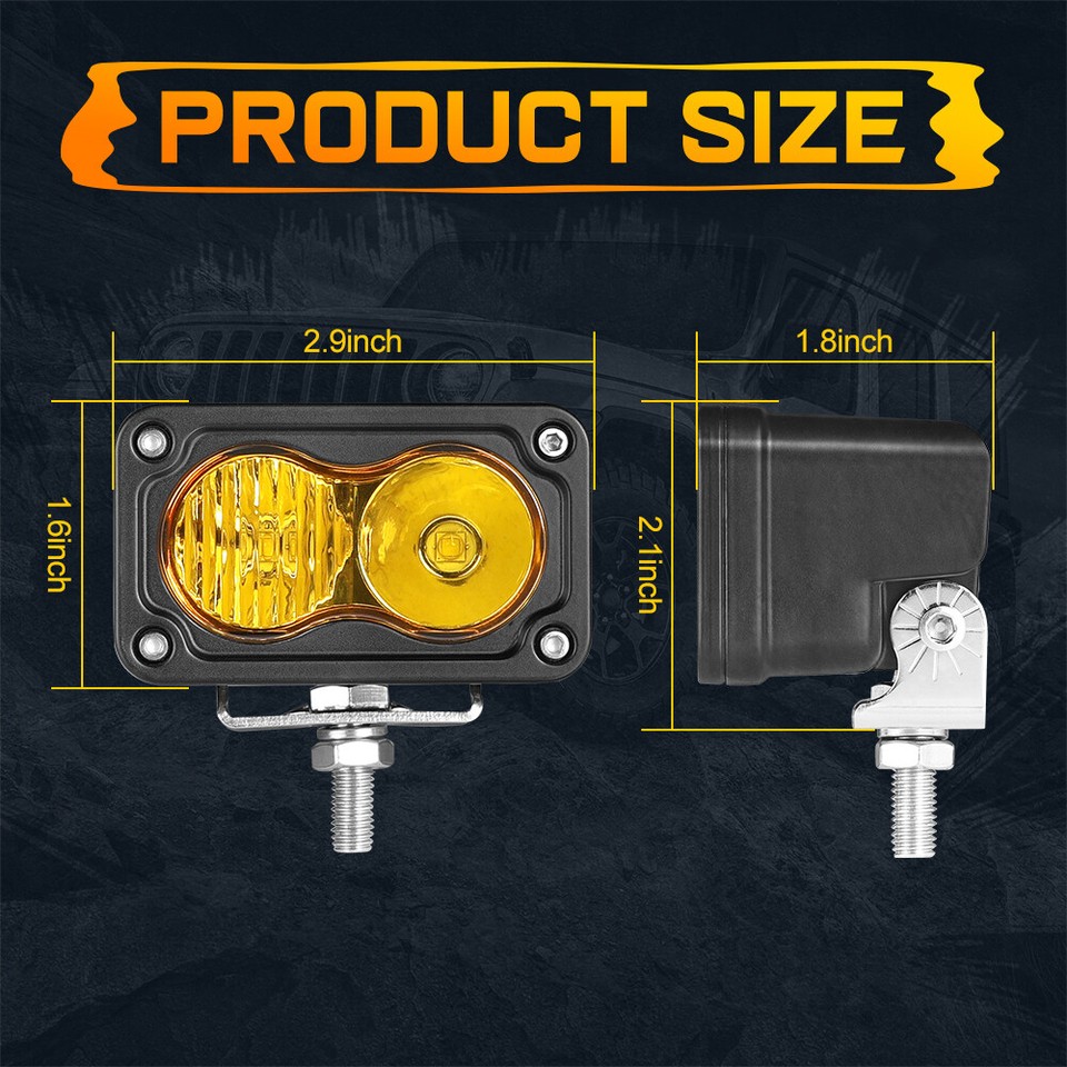 2X 3inch LED Cube Pods Work Light Bar Spot Driving Fog Amber White Lamp ...