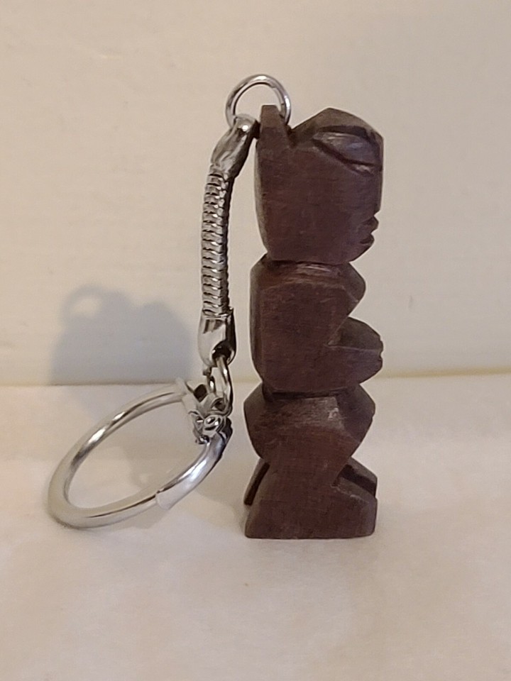 Small Tiki Wood Carved Keychain * Read Details | eBay