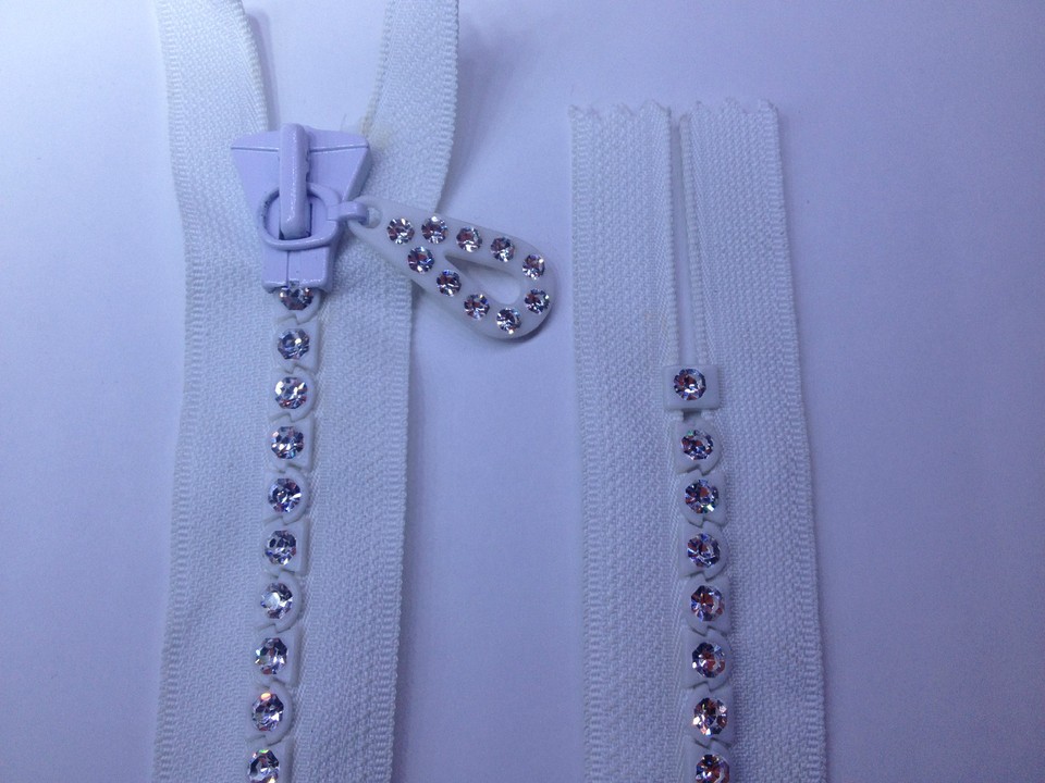 (10) 20" Swarovski Rhinestone Zippers- Non Separating - White- Large ...