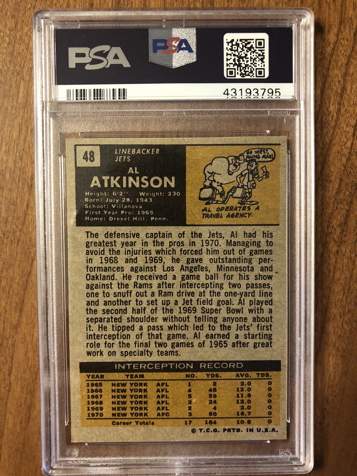 1971 Topps Football #48 AL ATKINSON *PSA 7.5* | eBay