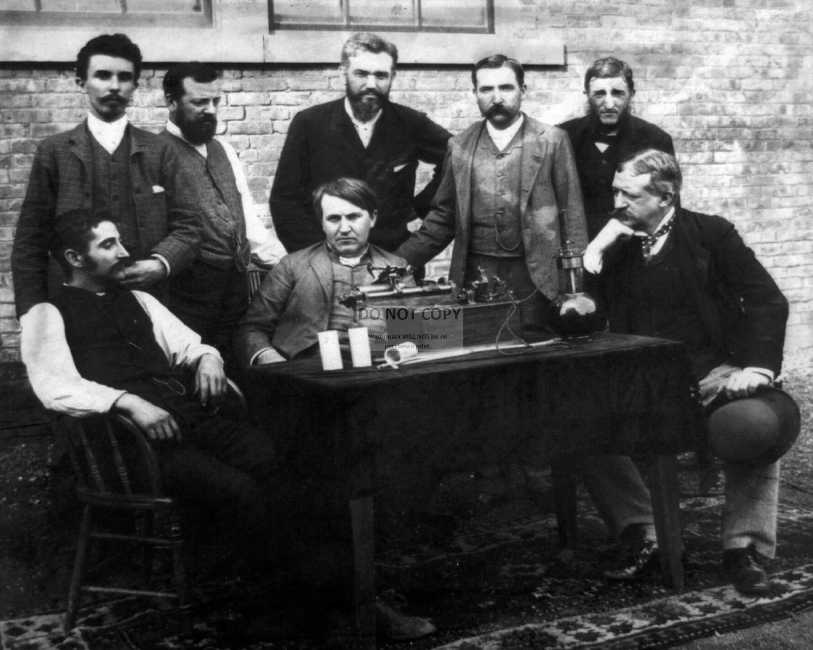THOMAS A. EDISON OTHERS AROUND "PERFECTED" PHONOGRAPH - 8X10 PHOTO (BB ...