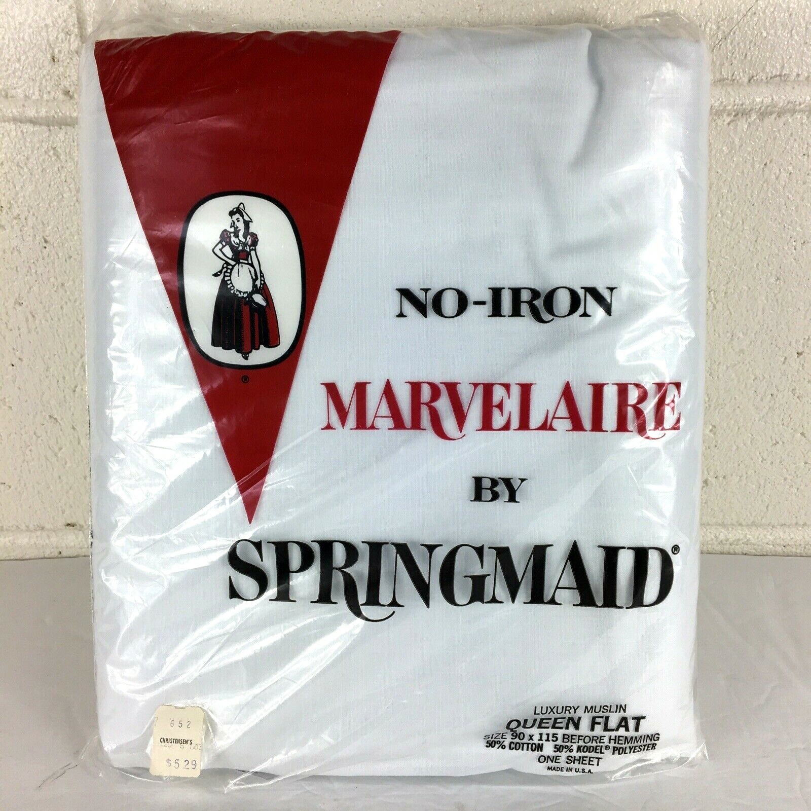 NEW Vintage Springmaid No-Iron Marvelaire White Queen Flat Sheet Luxury ...