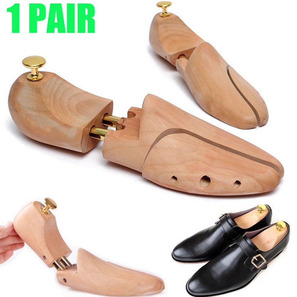 2pcs Cedar Wooden Leather Shoe Shaper Tree Spring Loaded Sneaker Boot ...