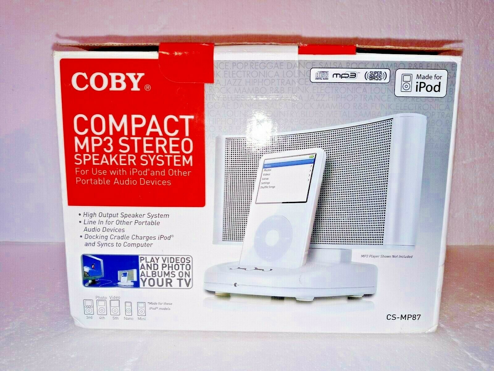 COBY COMPACT MP3 STEREO SPEAKER SYSTEM - CS-MP87 - RC 6036 for sale ...