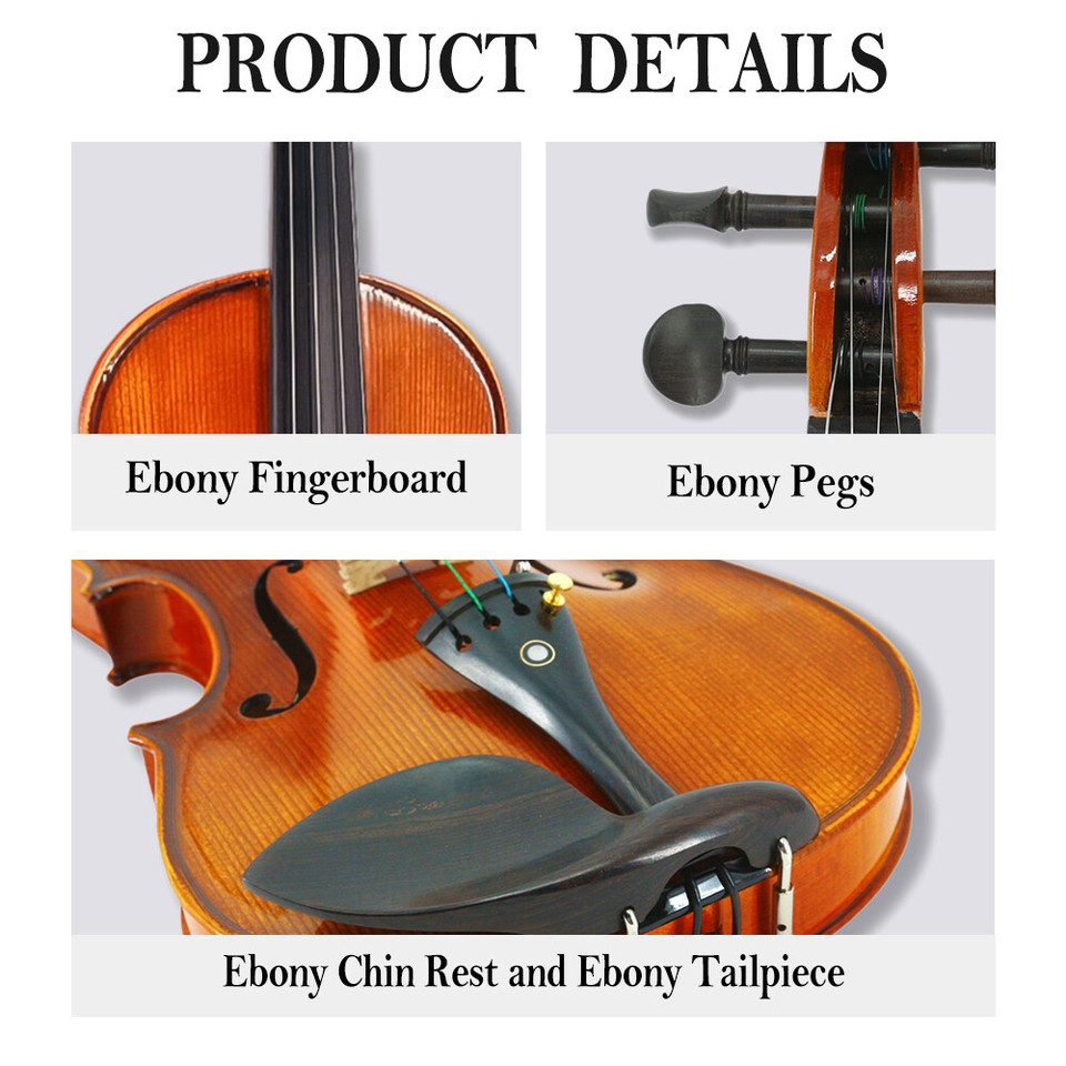 Advance 4 String Violin Kit 4/4 Full Size Ebony Fittings For Beginner ...