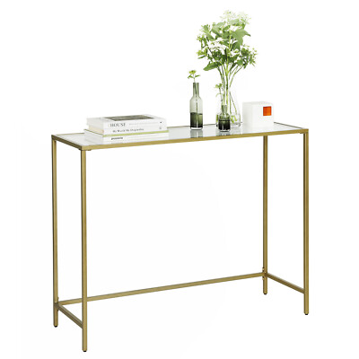 VASAGLE Console Table Tempered Glass Table Metal Frame Shelf Furniture ...