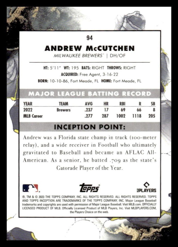 2023 Topps Inception GREEN #94 Andrew McCutchen | eBay