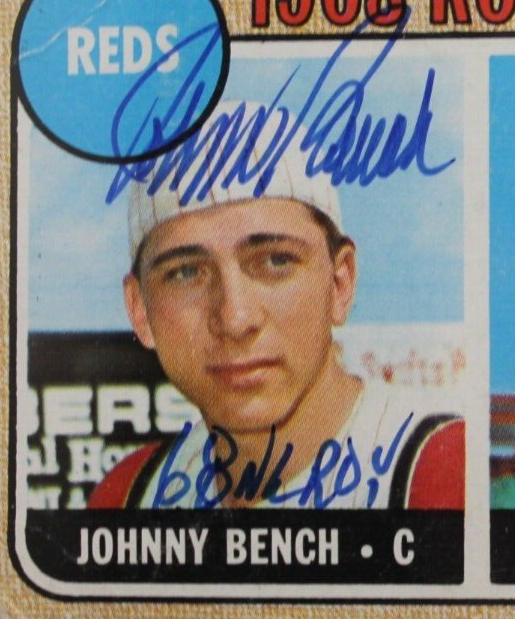 Johnny Bench Reds HOF Autographed Signed 1968 Topps #257 ROOKIE Card ...