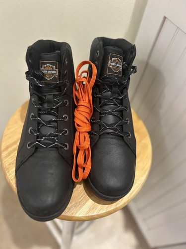 New Harley Davidson Men’s 10.5 Black Leather Walkins Riding Sneakers | eBay