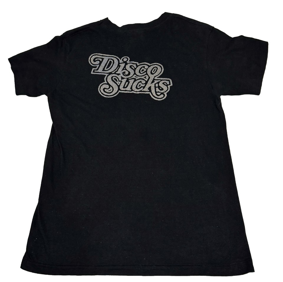 Mens S-M Vintage The Loop FM98 Tshirt Tee Disco Sucks 70’s Black Silver ...
