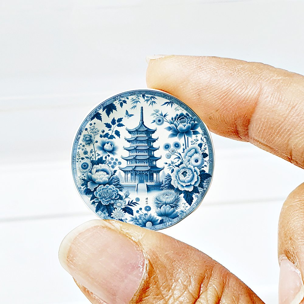 Miniatures Ceramic Delft Blue Plate Chinoiserie Collectors Dollhouse ...