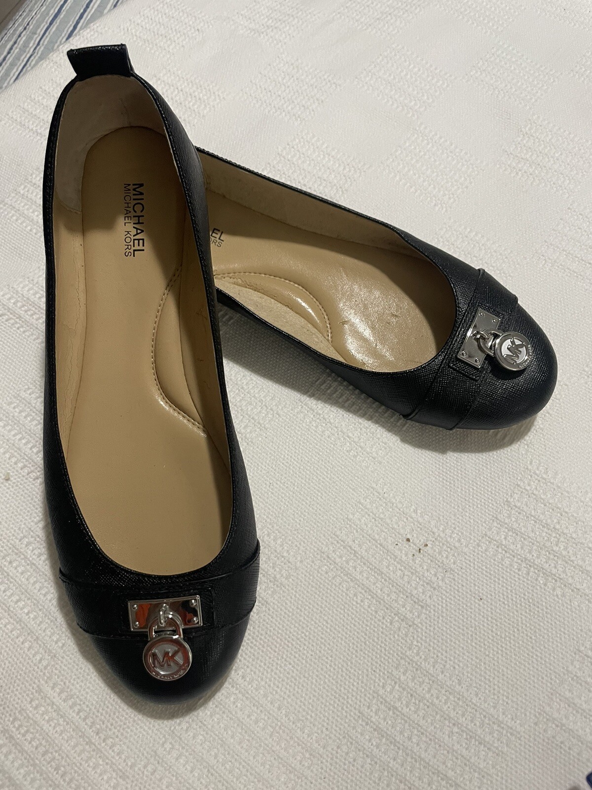 Michael Kors Signature Logo Lock Black Ballet Flat Si… - Gem