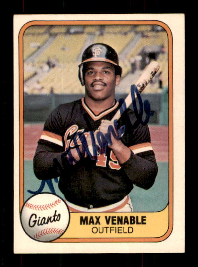 1981 Fleer #443 Max Venable AUTOGRAPHED!!! RC Rookie Giants 235739 | eBay