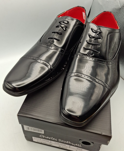 Charles Southwell Mens Smart Lace Up Shoes Formal Brogue Shoes Black ...