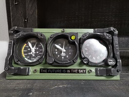 Industrial Aircraft style desk clock, airspeed, altimeter, compass ...