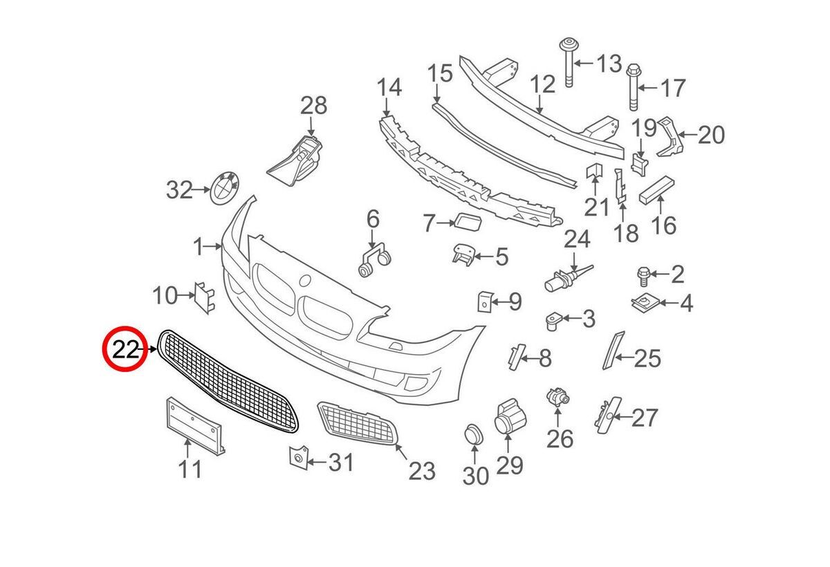 2011-2016 BMW 5 SERIES F10 M5 Front Bumper Lower Center Grill ...