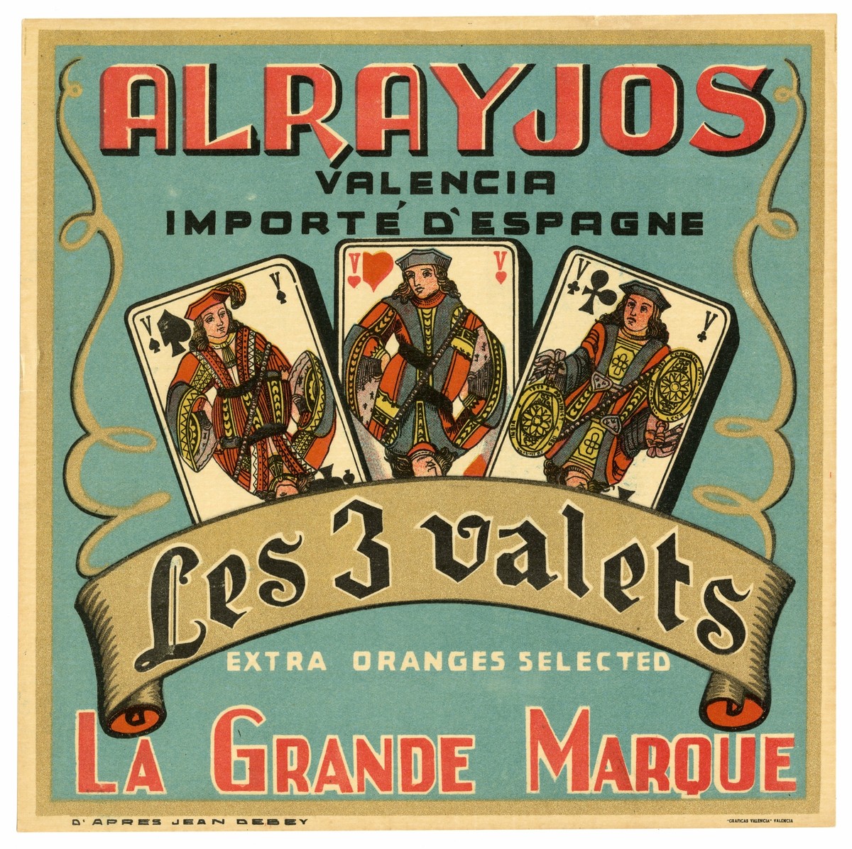 Vintage, Unused, French LES 3 VALETS Orange Fruit Crate Vintage, Unused, French LES 3 VALETS Orange Fruit Crate