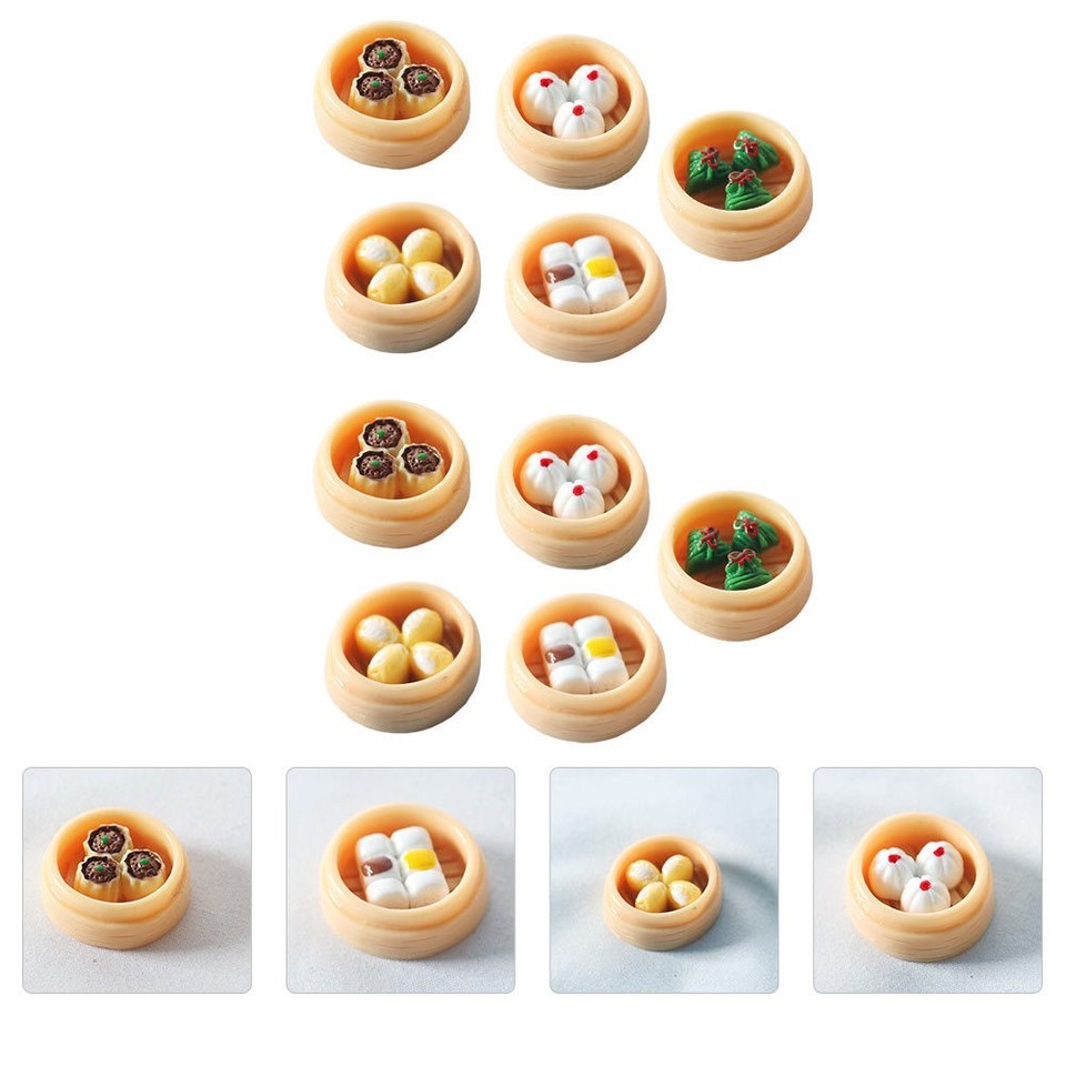 10pcs Mini Simulation Food Model Mini Steamer Food Mini Scene ...