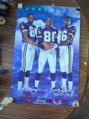 Vintage Three Deep MN Vikings Moss Carter & Reed Poster . Ok Shape See ...