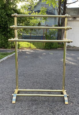 Vintage MCM Brass 3 Tier Floor Towel Hanger Rack | eBay