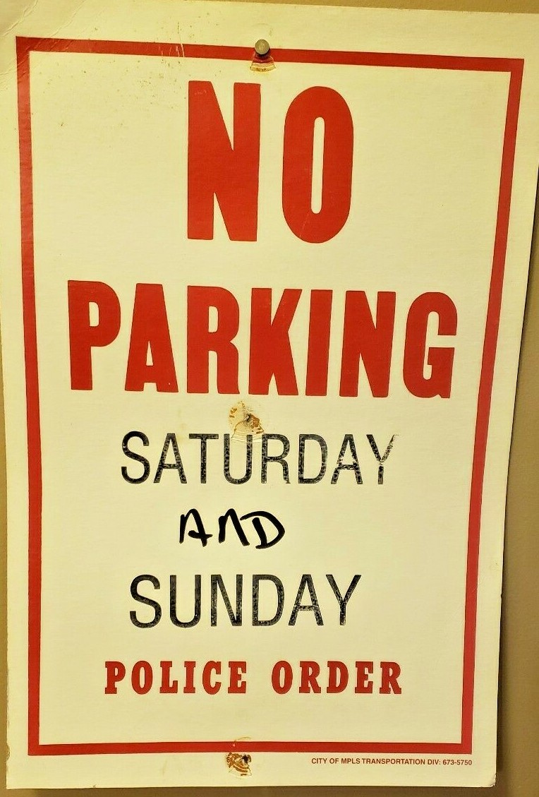 Vintage Authentic NO PARKING Saturday & Sunday Police Order Sign ...