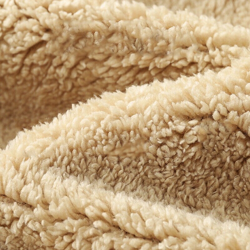 Mens Fleece Fur Bomber Hooded Jacket Coat Zip Warm Hoodie Sweatshirt M ...