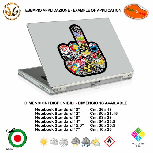 Dito Medio adesivo scontornato notebook sticker bomb fuck off tablet ...