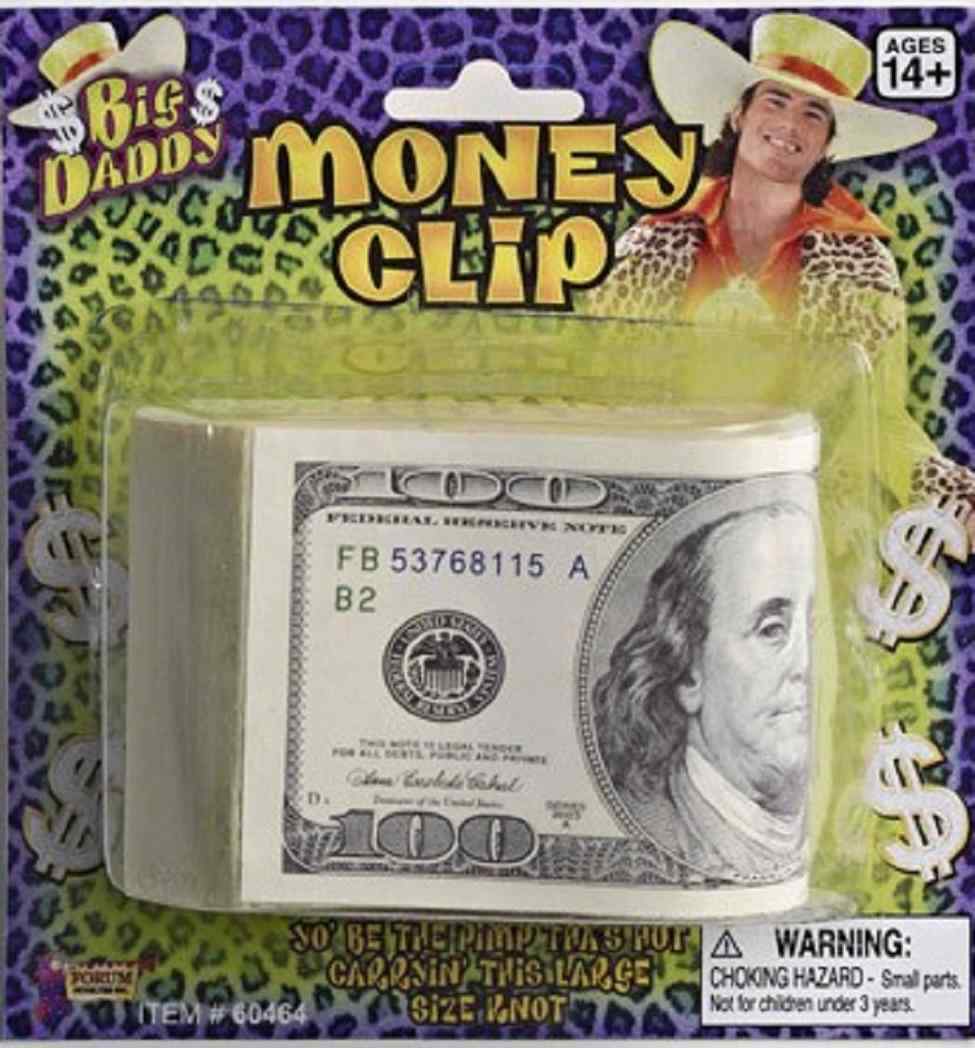 Big Daddy Money Clip Dollar Bill Roll Pimp Dress Up Halloween Costume ...