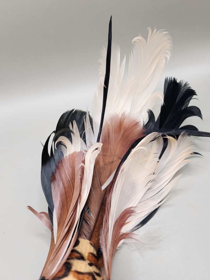 Bird Figurine Feathers Faux Brown Spotted Bird Spring Decoration Clip ...