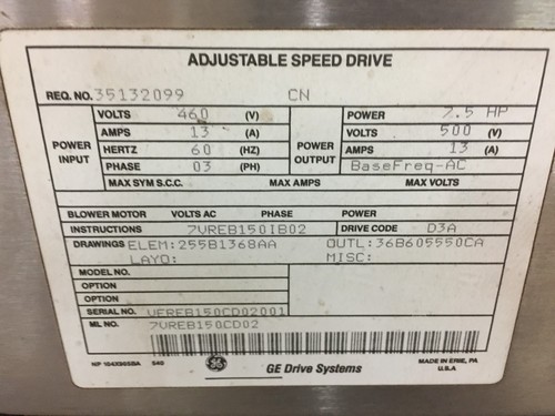 NEW NO BOX GE DC-300 460VAC 13AMPS 3PH 7.5HP ADJUSTABLE SPEED DRIVE ...