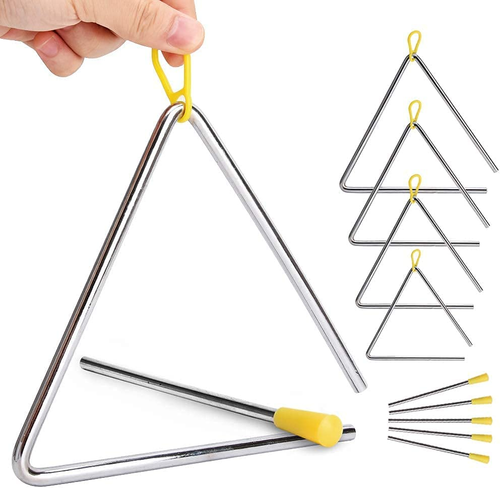 5 Pack Hand Percussion Instrument Triangles with Striker for Music ...