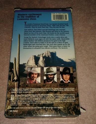 The Sacketts VHS 2-Tape Louis L'Amour Sam Elliot Tom Selleck Glenn Ford ...