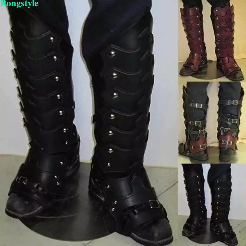 Larp Leather Leg Armor Gothic Greaves Half Chaps Gaiter Medieval Viking ...