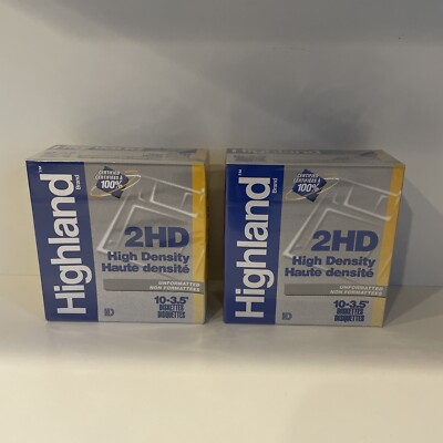 Lot of 2 Highland 3.5" 2HD High Density Diskettes 10 Floppy Disks New ...