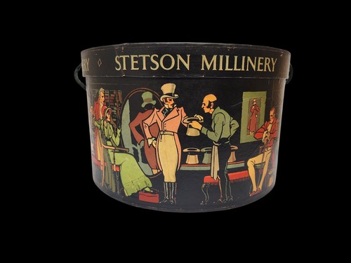 Large Vintage Stetson Millinery Hat Box --Box Only. Wonderful Graphics ...