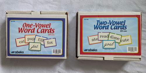 Abeka One & Two Vowel Word Cards K4 K5 Homeschool Complete Set (100 ...