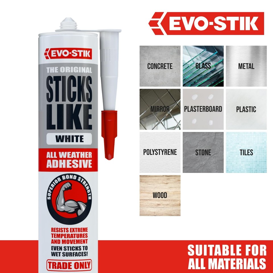 EVO STIK Sticks Like Adhesive White 290ml All Weather Extreme ...