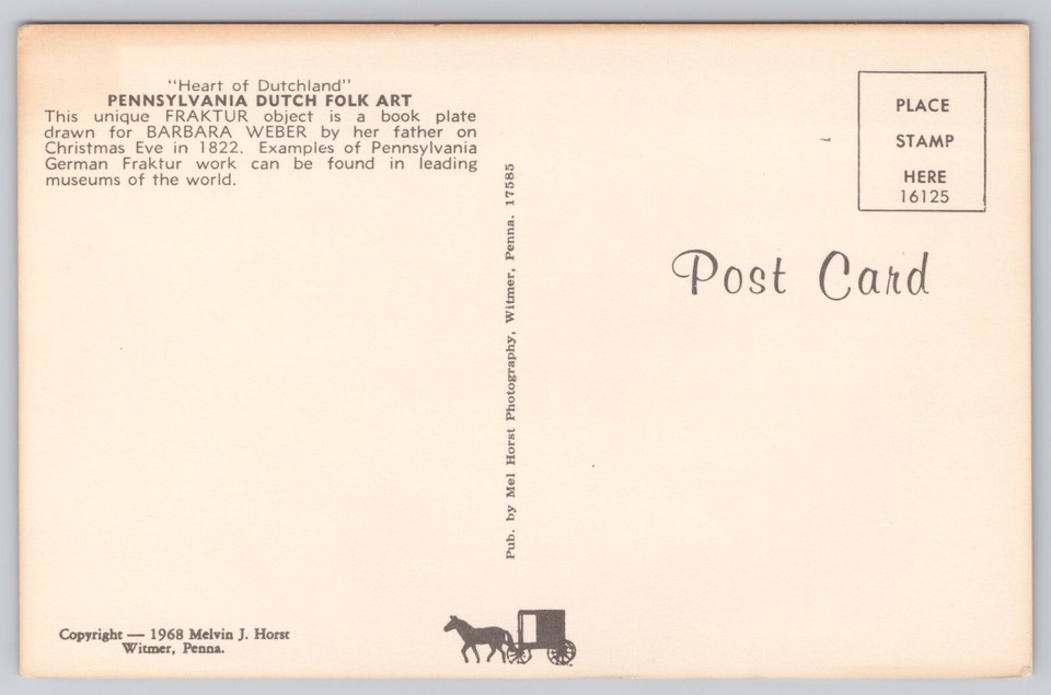 Witmer Pennsylvania Dutch Folk Art Barbara Weber Fraktur Book Plate VTG ...