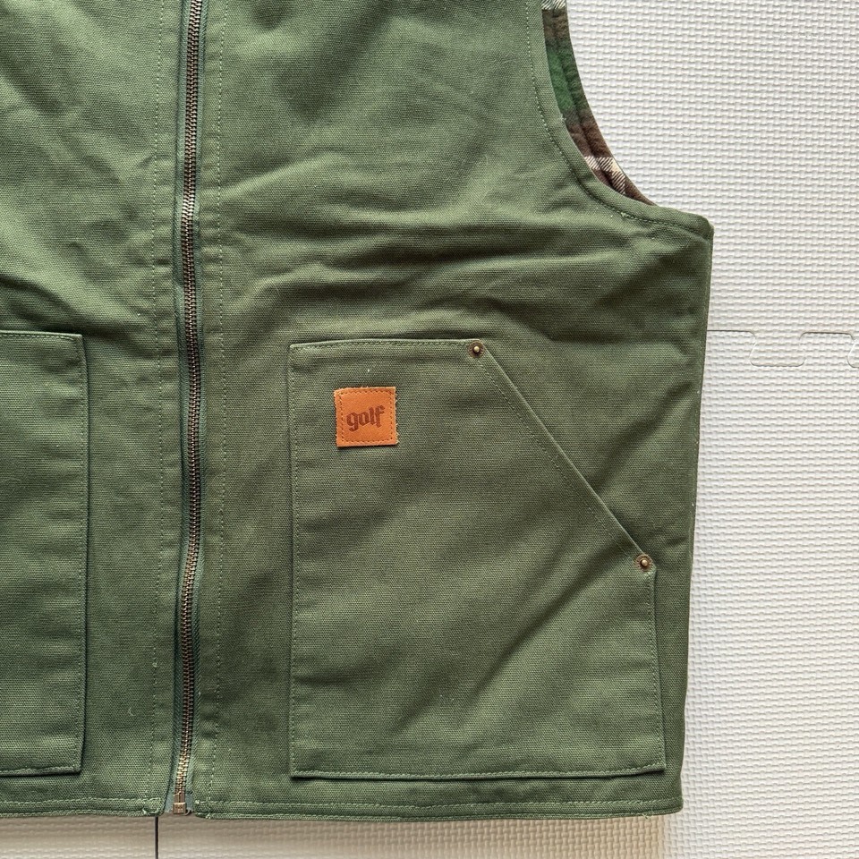 Golf Wang Reversible Canvas Work Vest Size M Green Plaid Tyler the ...