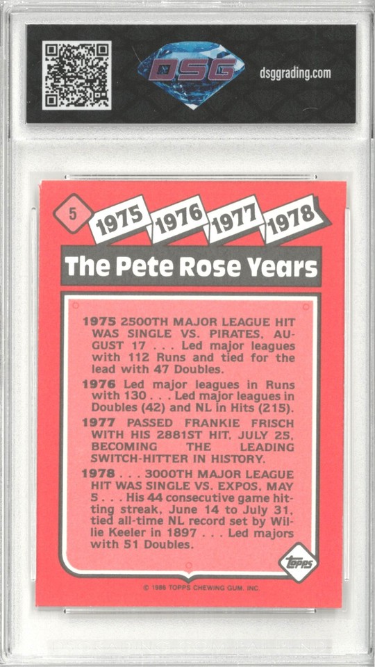 1986 Topps Tiffany THE PETE ROSE YEARS #5 1975-1978 💎 DSG 8 NM/Mint | eBay