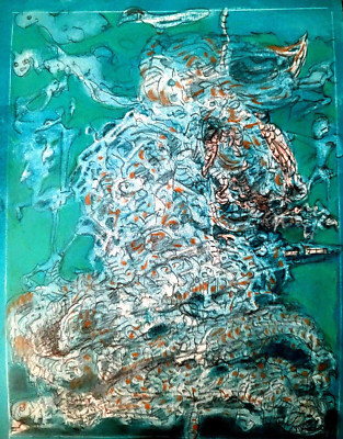 Surrealist, Impressionist, pastel drawing print-The Wounded Dragon And ...