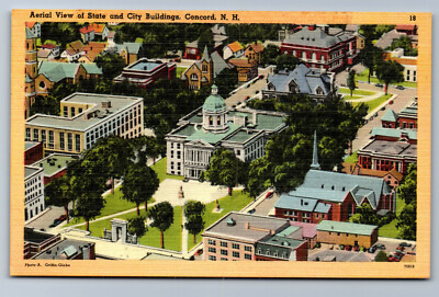 Postcard New Hampshire NH Aerial View of State & City Buildings Concord ...