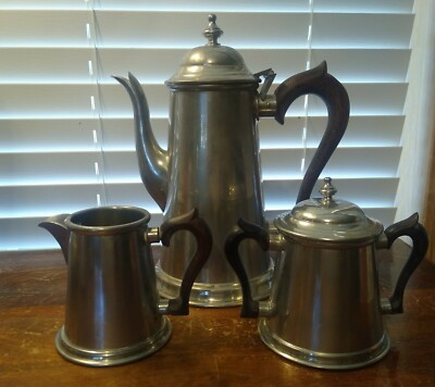 Vintage ATC Stieff Pewter P1-12 Tea Pot Unmarked Sugar & Creamer ...