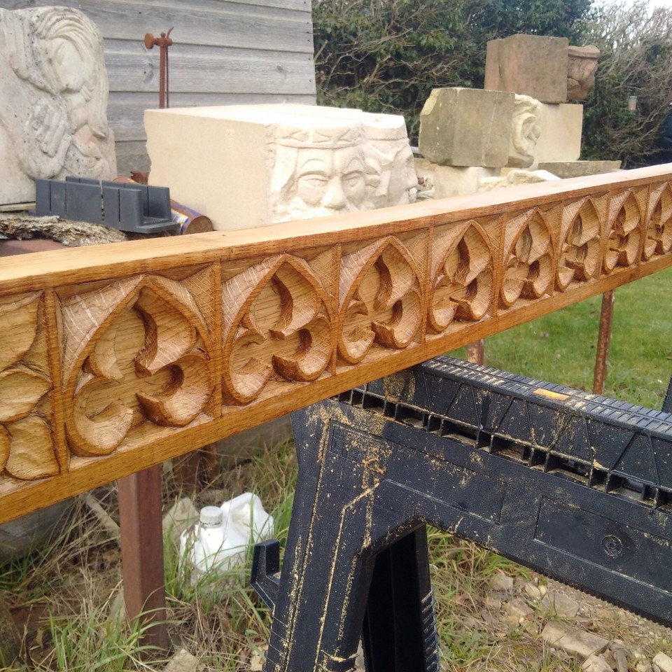 Gothic oak tracery, oak bargeboard, oak tracery traditionally hand ...