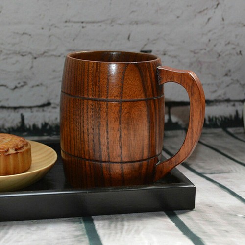 Tea Wood Cup Classic Wooden Beer Wine Cap Mug Milk Coffe Home Drinkware ...