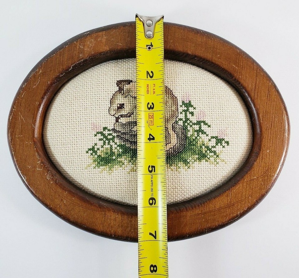 Vtg Cross Stitch of Mice Set of 2 Wood Frames Animal Rustic Farmhouse ...